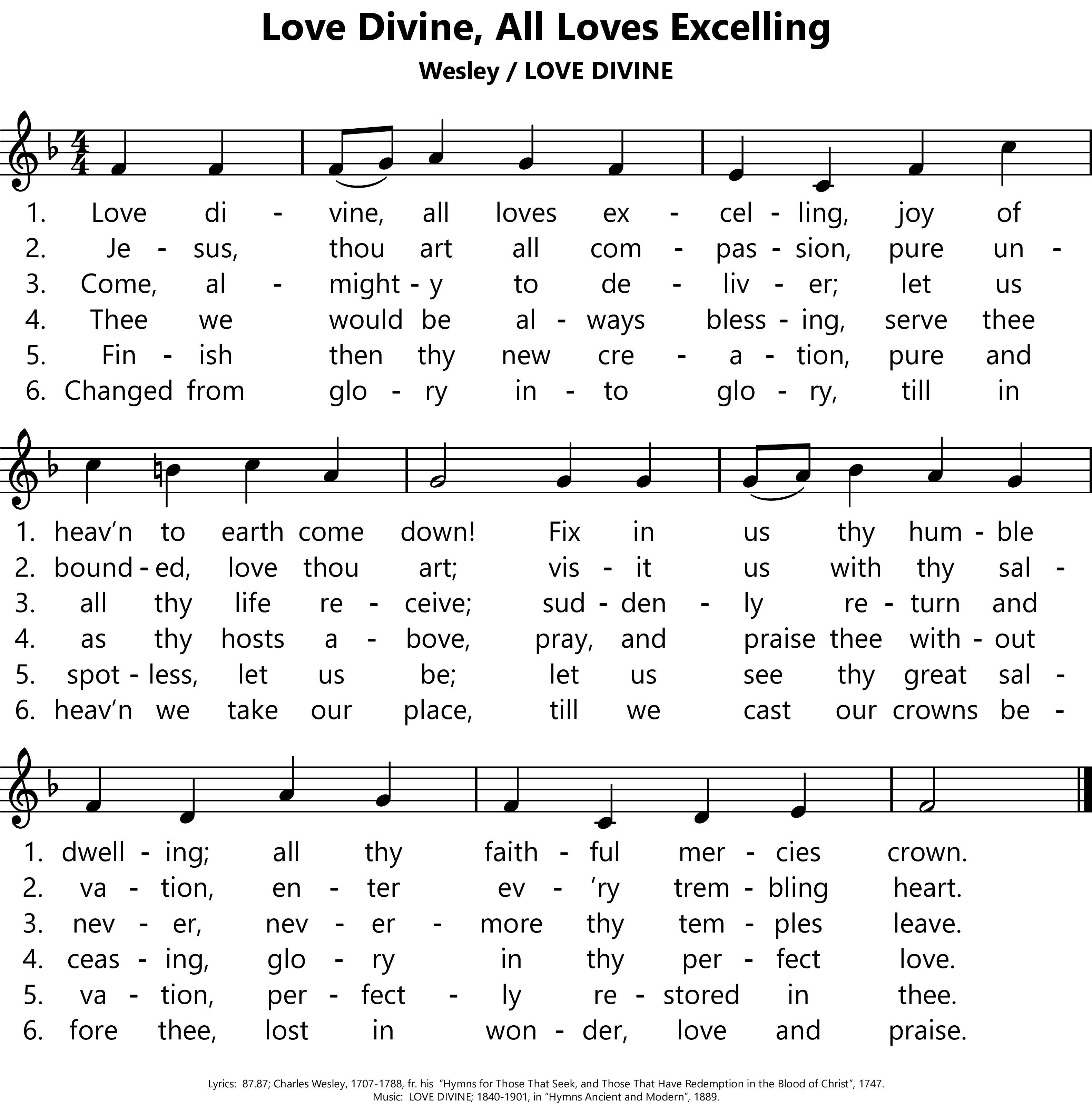 Love Divine, All Loves Excelling [Charles Wesley]